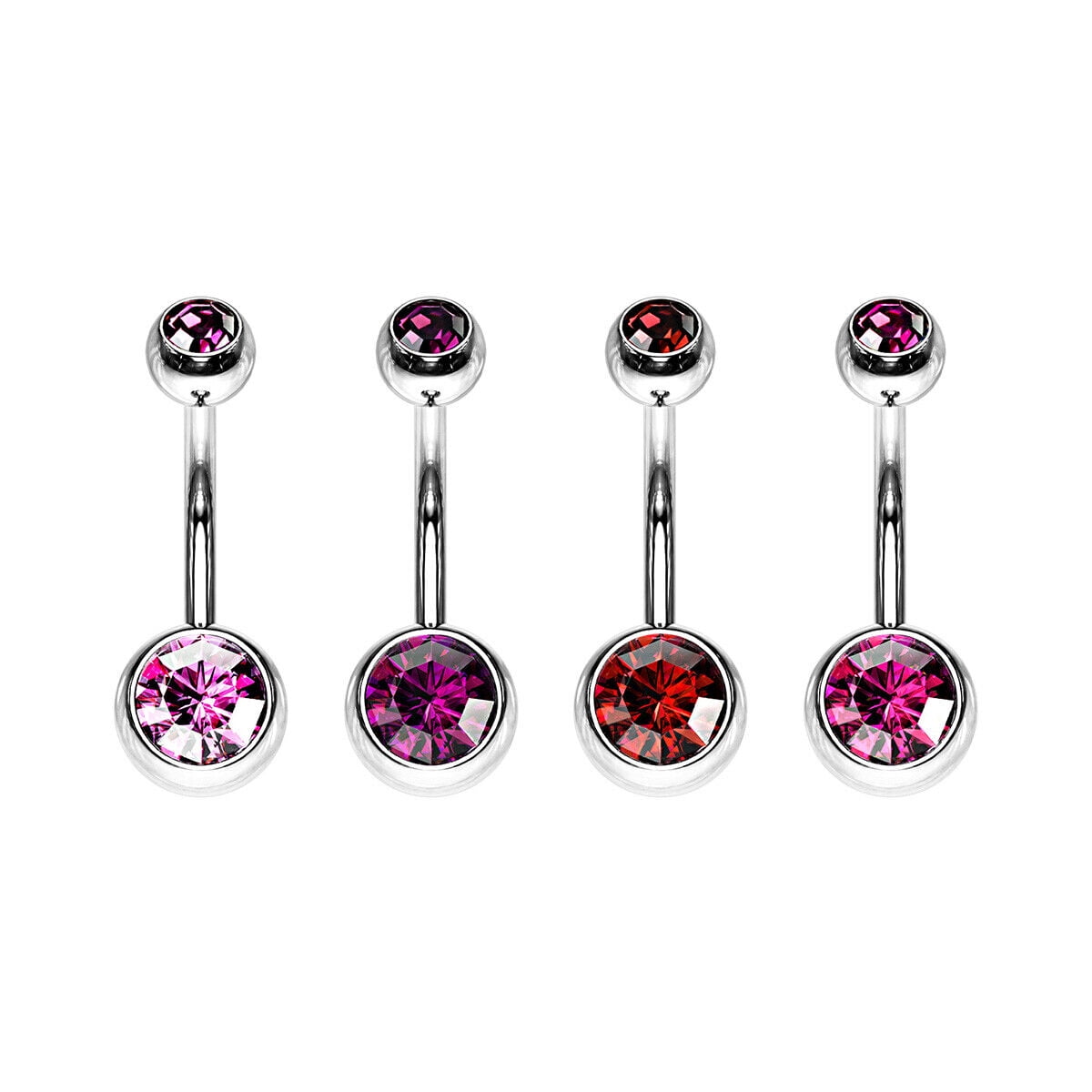 Luxe Modz 4PCS 14G Belly Button Rings Surgical Steel Double CZ Navel ...