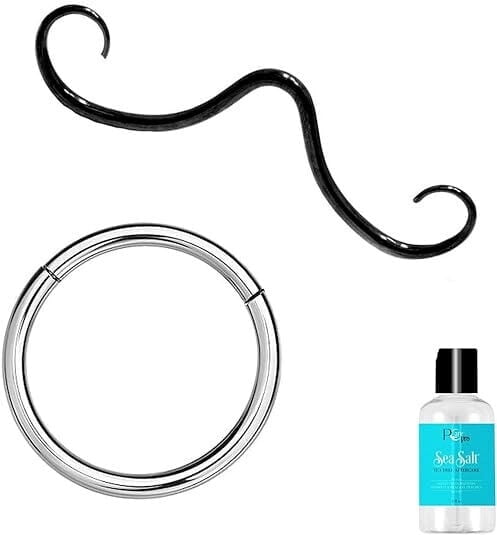 Luxe Modz Black PVD Over 316L Surgical Steel Septum Mustache Nose Ring ...