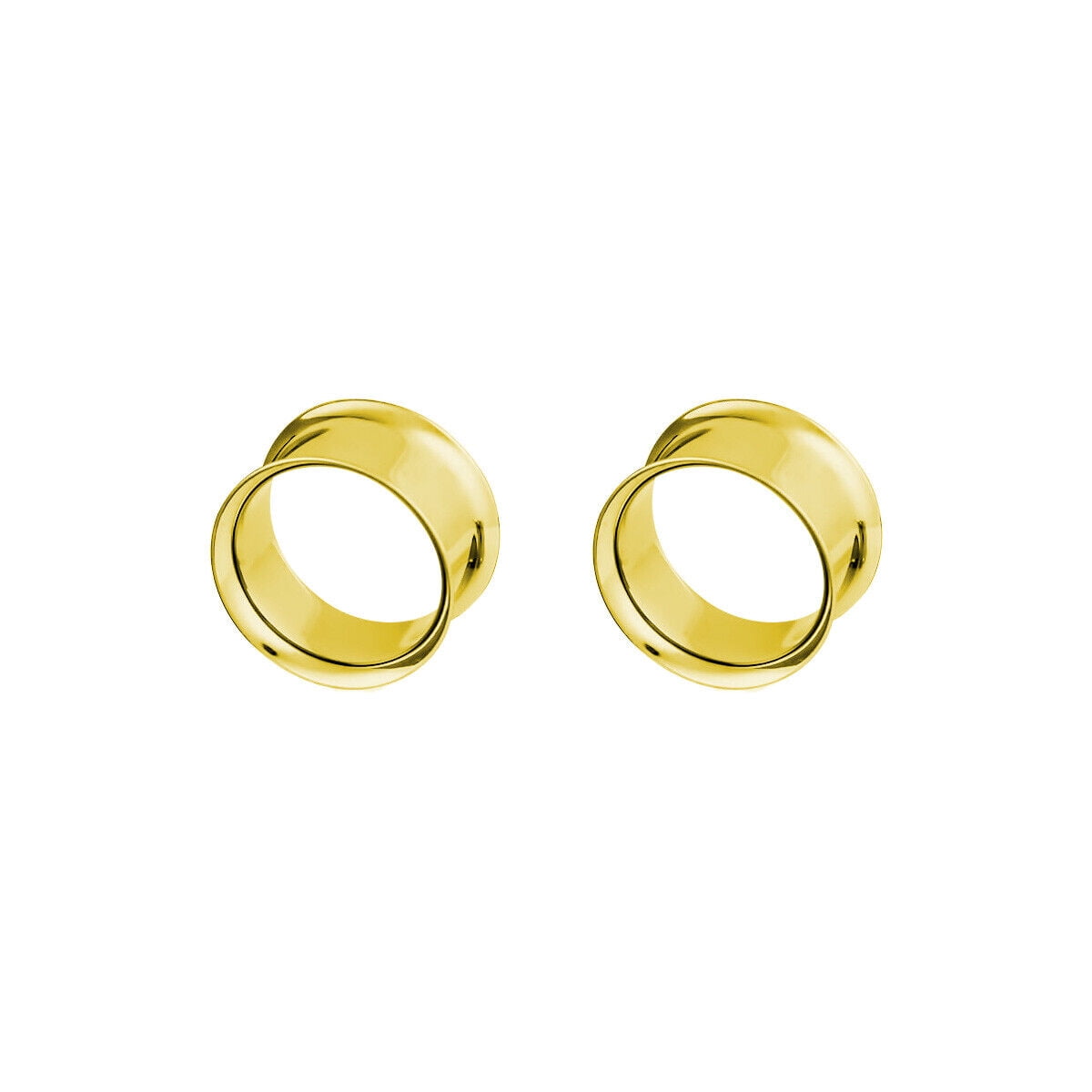 Luxe Modz Pair of Surgical Steel PVD Gold Double Flare Ear Tunnels ...