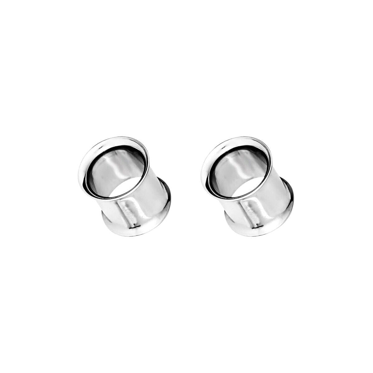 Luxe Modz Pair of Surgical Steel PVD Silver Double Flare Ear Tunnels ...