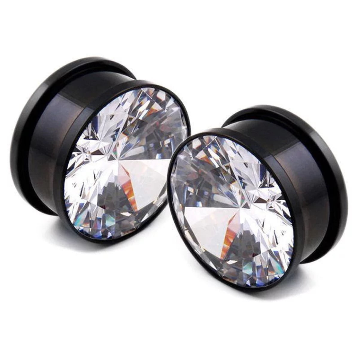 Luxe Modz Surgical Steel 6G-00G Clear Crystal CZ Ear Plugs Tunnels ...