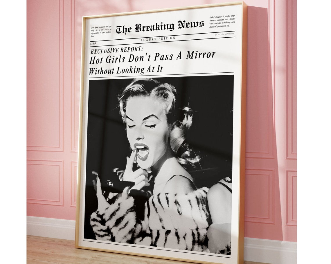 Luxe Vibe Retro Glamour Newsprint Black And White Breaking News It Girl ...