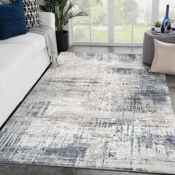 Luxe Weavers Abstract Blue 5x7 Area Rug, Indoor Modern Farmhouse Rug ...