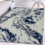 Luxe Weavers Marble Abstract Ocean Swirl Blue 2x3 Area Rug, Stain ...