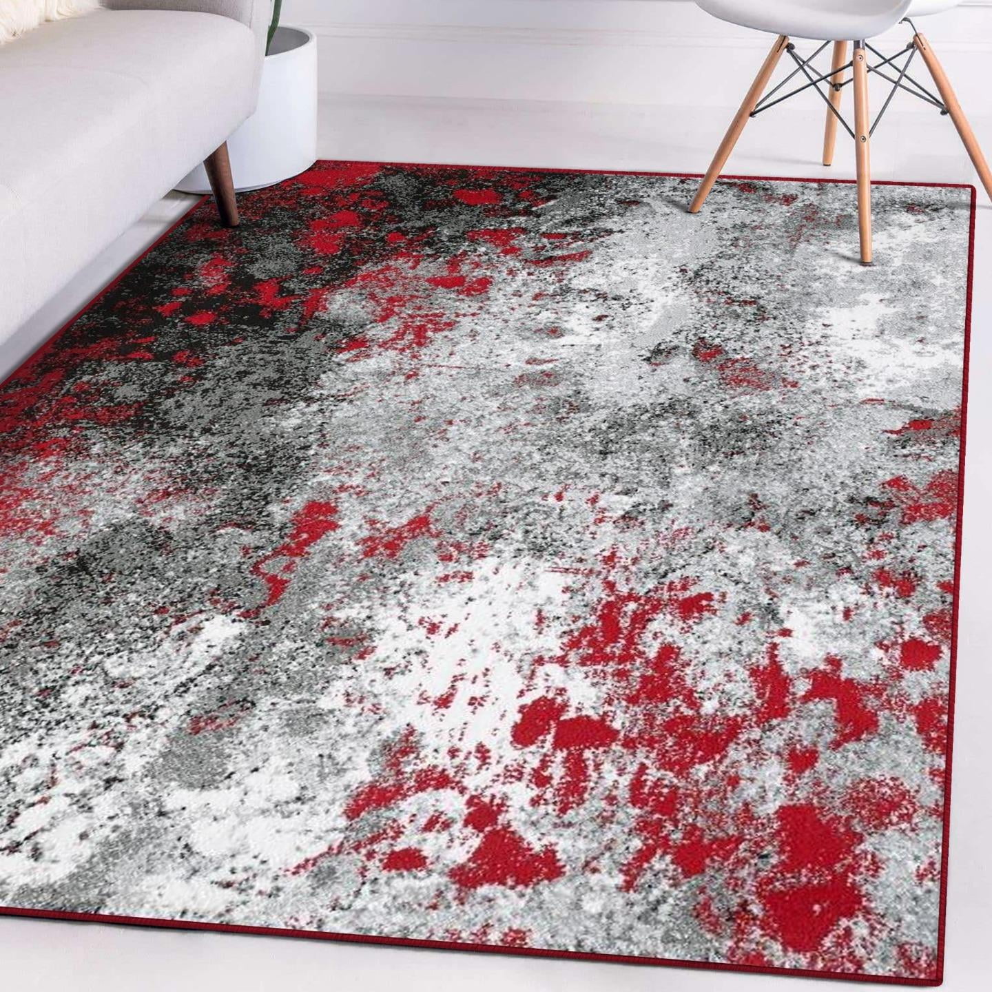 Luxe Weavers Abstract Red 8x10 Area Rug, Stain-Resistant Carpet ...