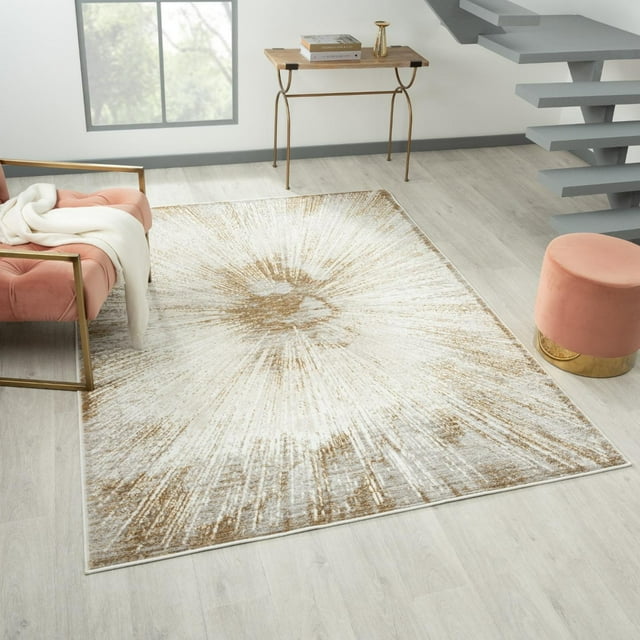 Luxe Weavers Abstract Spark Patterned Gold 8x10 Area Rug, Indoor Carpet ...
