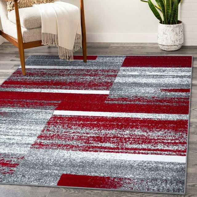Luxe Weavers Turkish-Made Art Deco Abstract Geometric Red 100% ...