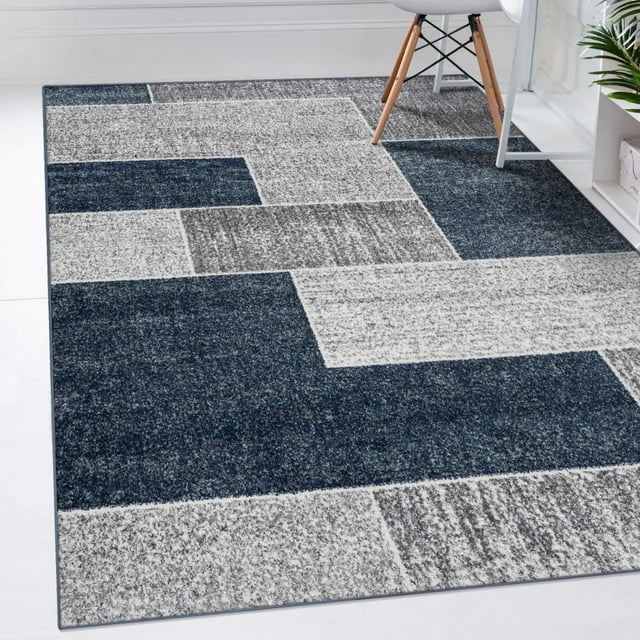 Luxe Weavers Art Deco Geometric Blue 4x5 Area Rug for Living Rooms ...