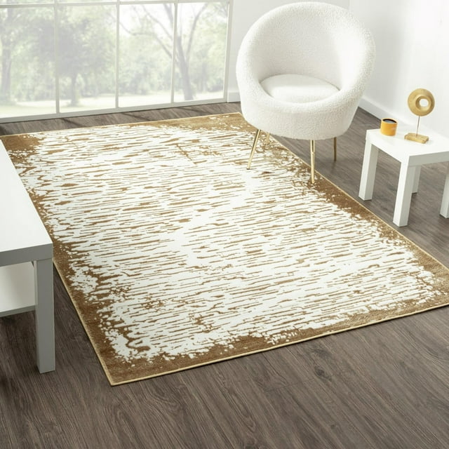 Luxe Weavers Artistic Textured Metallic Gold 8x10 Area Rug, Modern ...