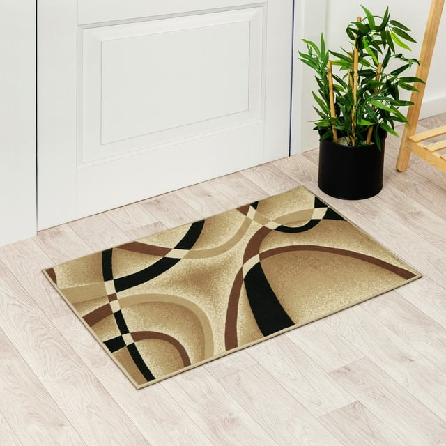 Luxe Weavers Abstract Geometric Pattern Area Rug in Beige - 2x3 Modern ...