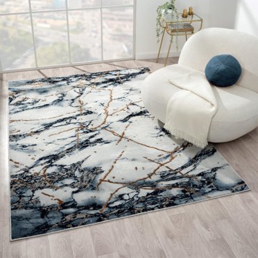 Luxe Weavers Modern Contemporary Marble Swirl Collection Blue Abstract ...