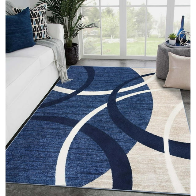 Luxe Weavers Blue Geometric 5x7 Modern Abstract Area Rug Carpet ...