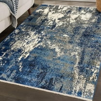 Luxe Weavers Modern Abstract Marble Swirl Blue 8x10 Area Rug Living ...