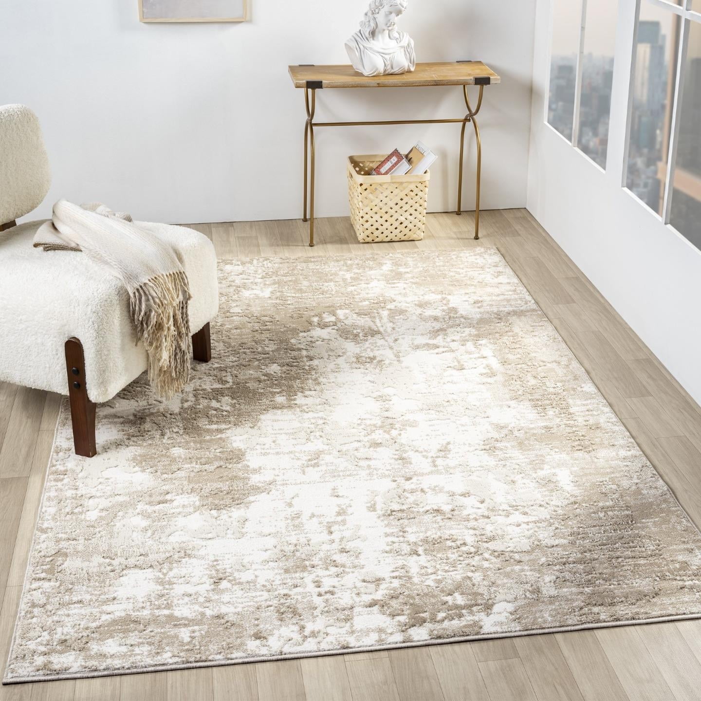 Luxe Weavers Boho Abstract Textured Beige 8x10 Area Rug, Living Room ...