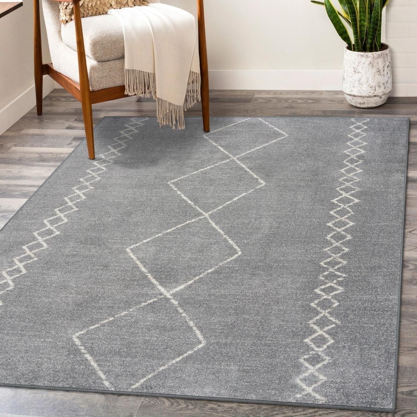 Luxe Weavers Boho Moroccan Geometric Gray 5x7 Area Rug, Modern Home ...