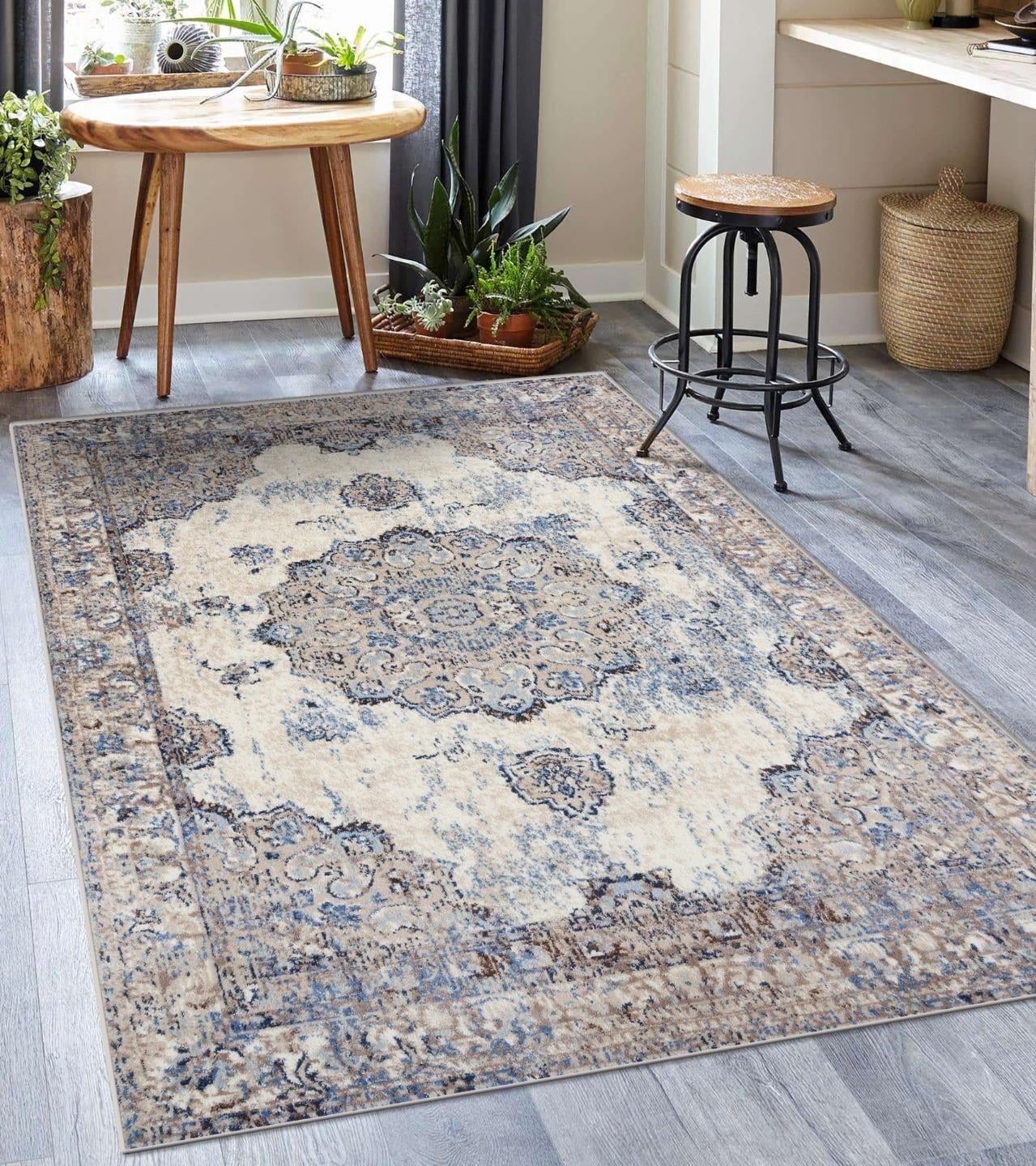 Luxe Weavers Distressed Ivory 8 x 10 Area Rug Floral Carpet - 7'10" x ...