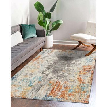 Luxe Weavers Geometric Abstract Blue 5x7 Art Deco Marble Swirl Area Rug ...