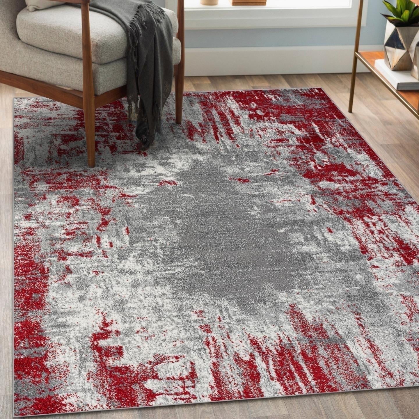 Luxe Weavers Euston Collection Abstract Area Rug 7680 Red 8x10 ...