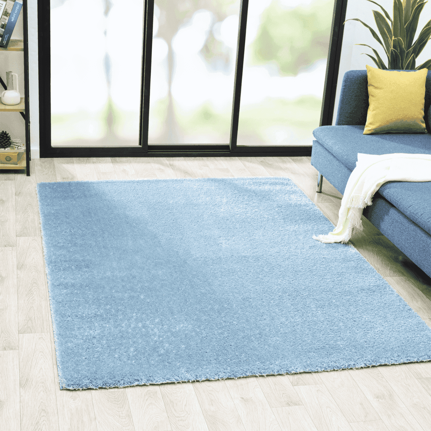 Luxe Weavers Fluffy Shag Blue 8x10 Area Rug Plush Bedroom Carpet ...
