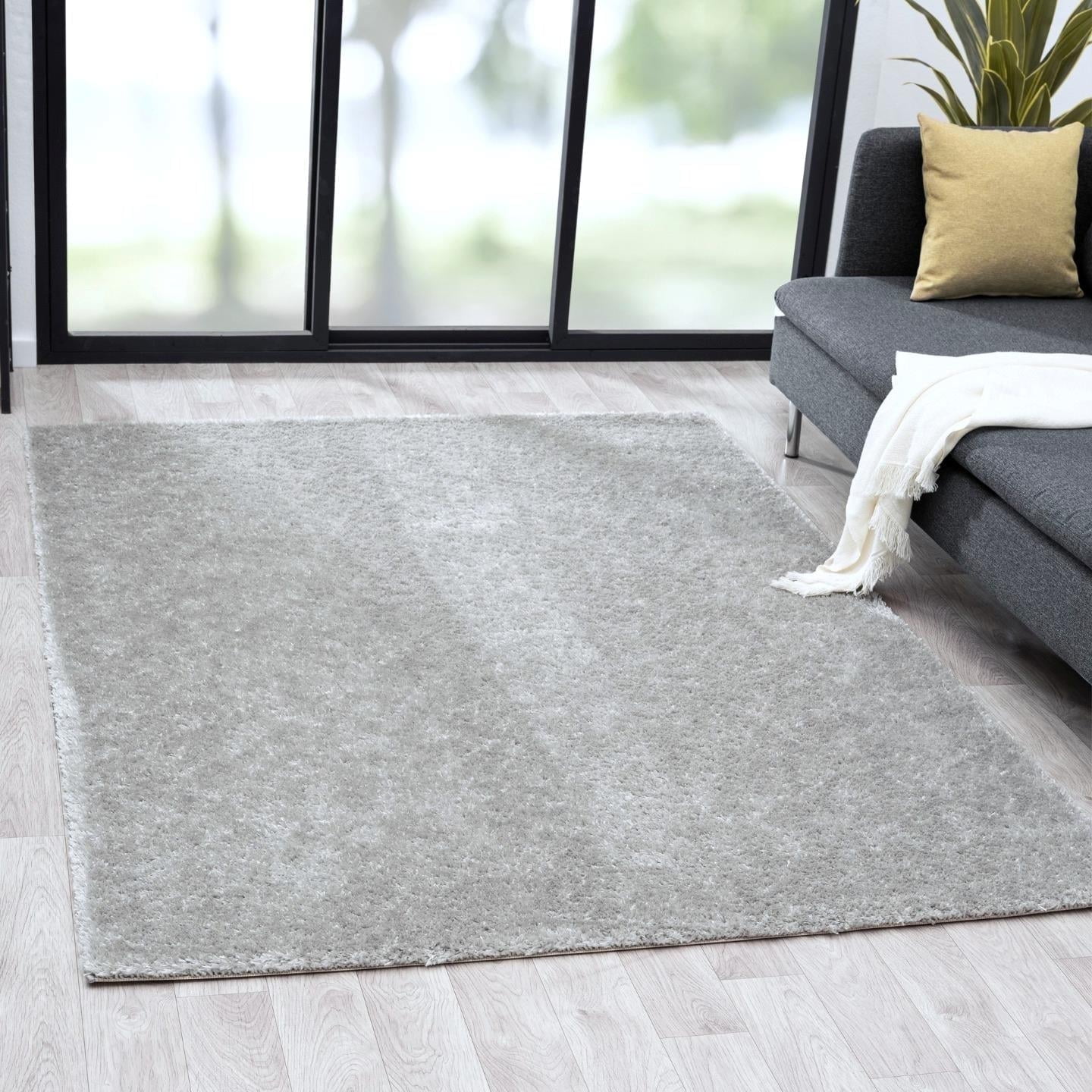 Luxe Weavers 8x10 Light Gray Fluffy Shag Area Rug, Plush Bedroom Carpet ...