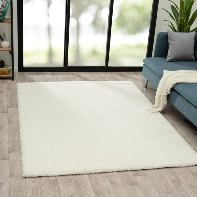 Luxe Weavers Fluffy Shag White 5x7 Area Rug Plush Bedroom Carpet ...