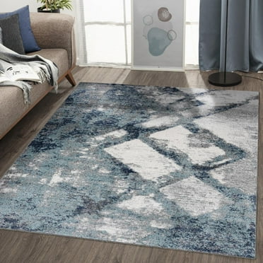 Luxe Weavers Modern Large Abstract Marble Blue 8x10 Area Rug for Living ...