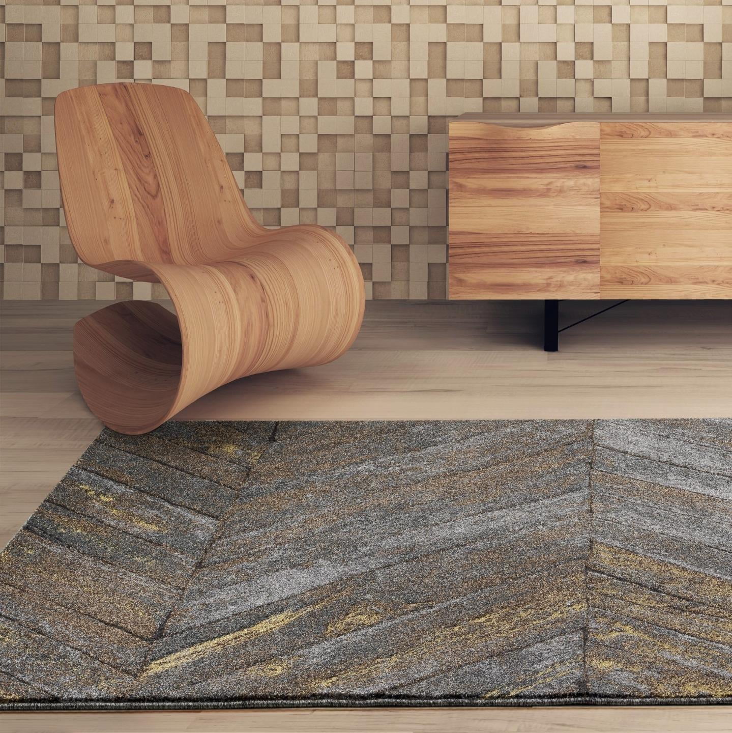 Luxe Weavers Geometric Grey Bronze Chevron Rustic Wood Pattern Area Rug ...