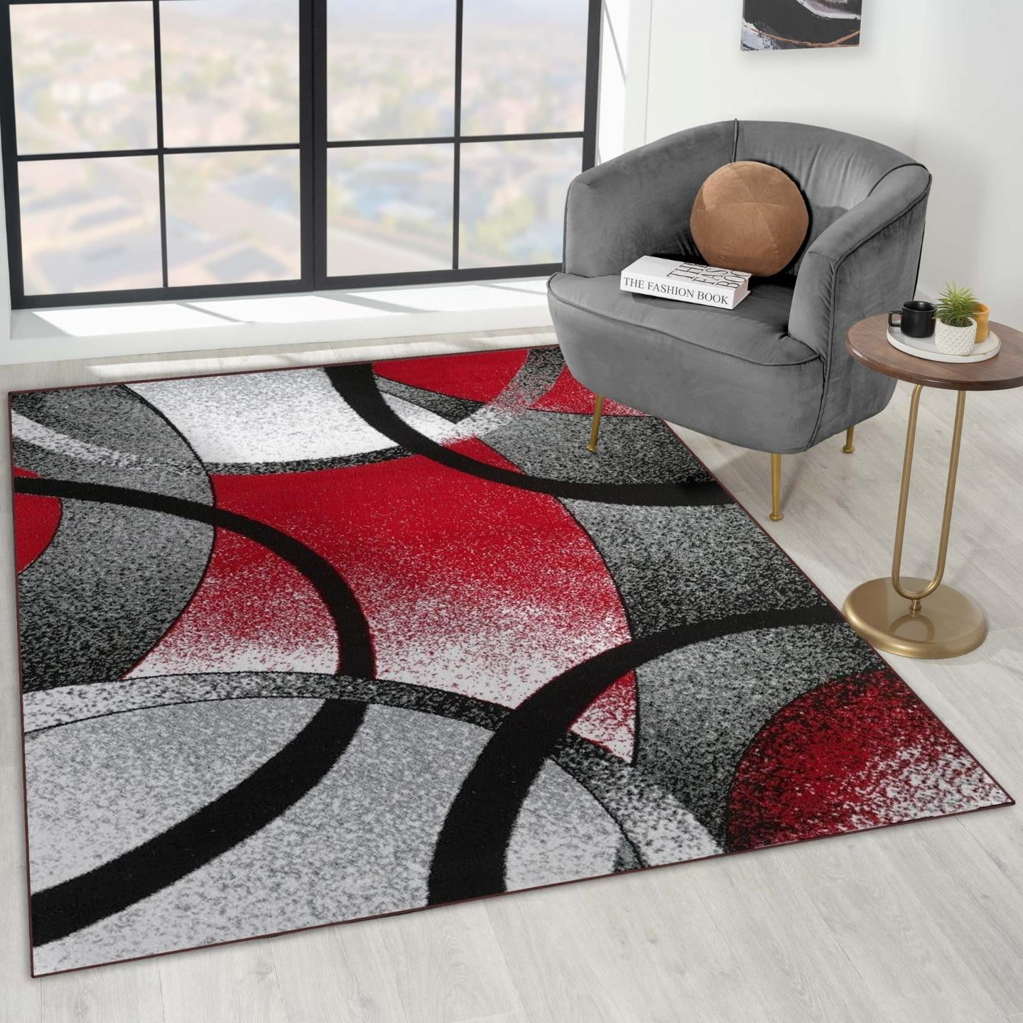 Luxe Weavers Geometric Patterned Red 8x10 Area Rug, Indoor Carpet ...