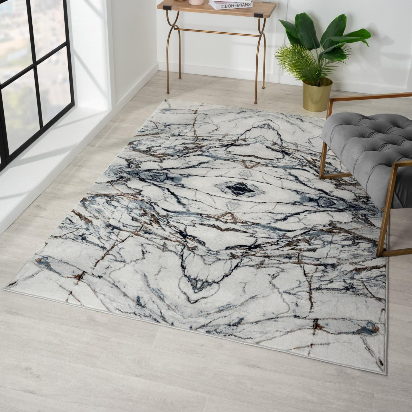 Luxe Weavers Marble Abstract Blue 9x12 Area Rug for Bedroom and Living ...