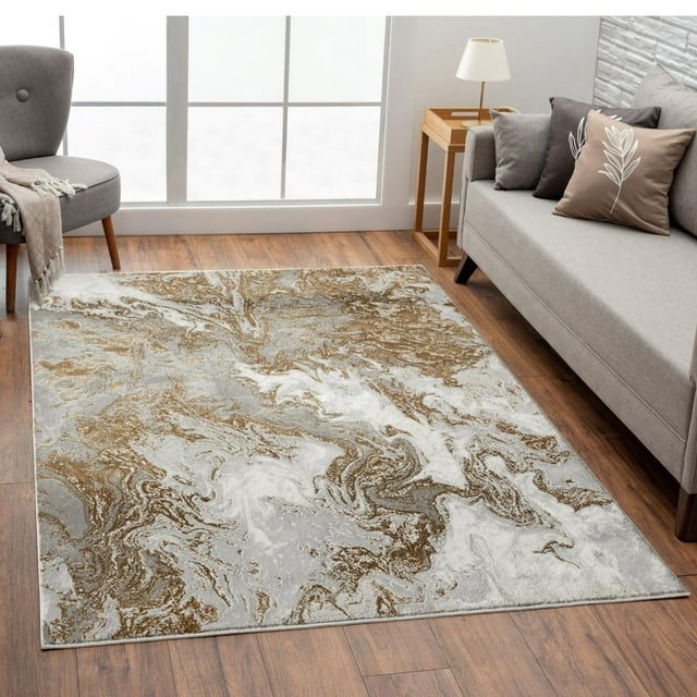Modern Luxe Weavers 5x7 Gray Marble Swirl Abstract Area Rug - Walmart.com