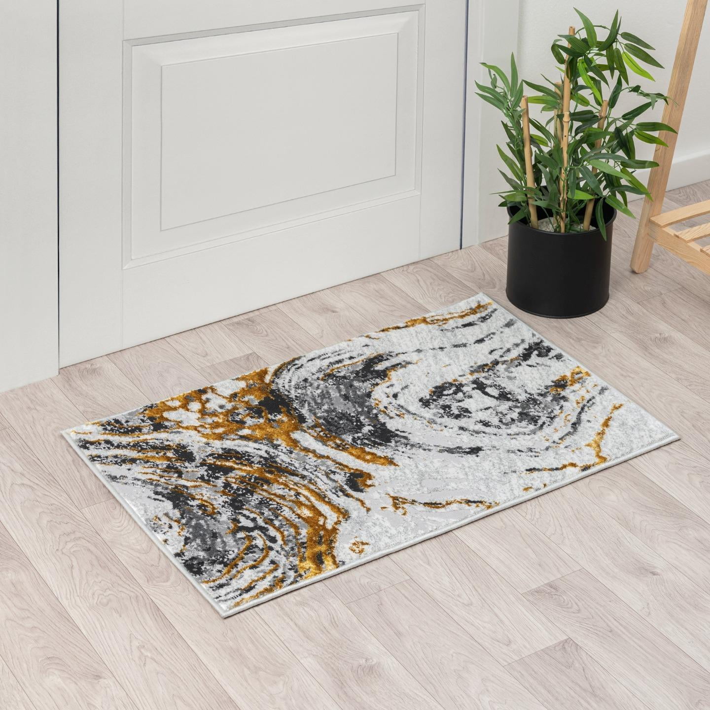 Luxe Weavers Marble Swirl Gold 2x3 Area Rug for Entryway - Walmart.com