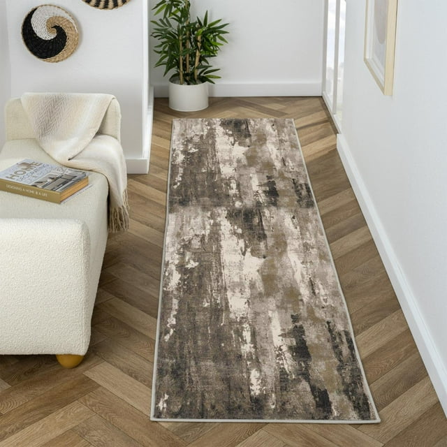 Luxe Weavers Modern Abstract Beige 2x7 Area Rug, Stain Resistant Carpet ...