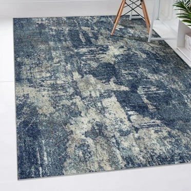 Luxe Weavers Modern Abstract Marble Swirl Blue 8x10 Area Rug Living ...