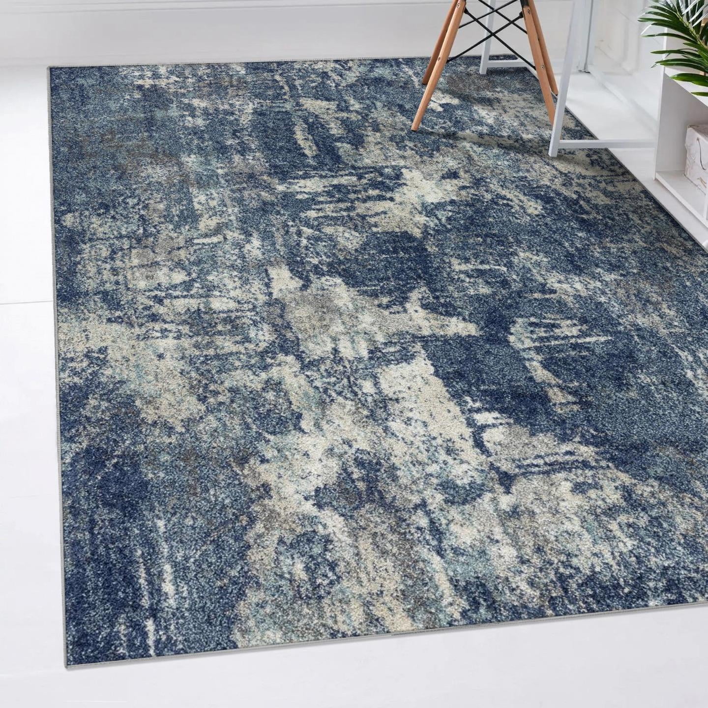 Luxe Weavers 8x10 Dark Blue Abstract Modern Area Rug, Stain Resistant ...