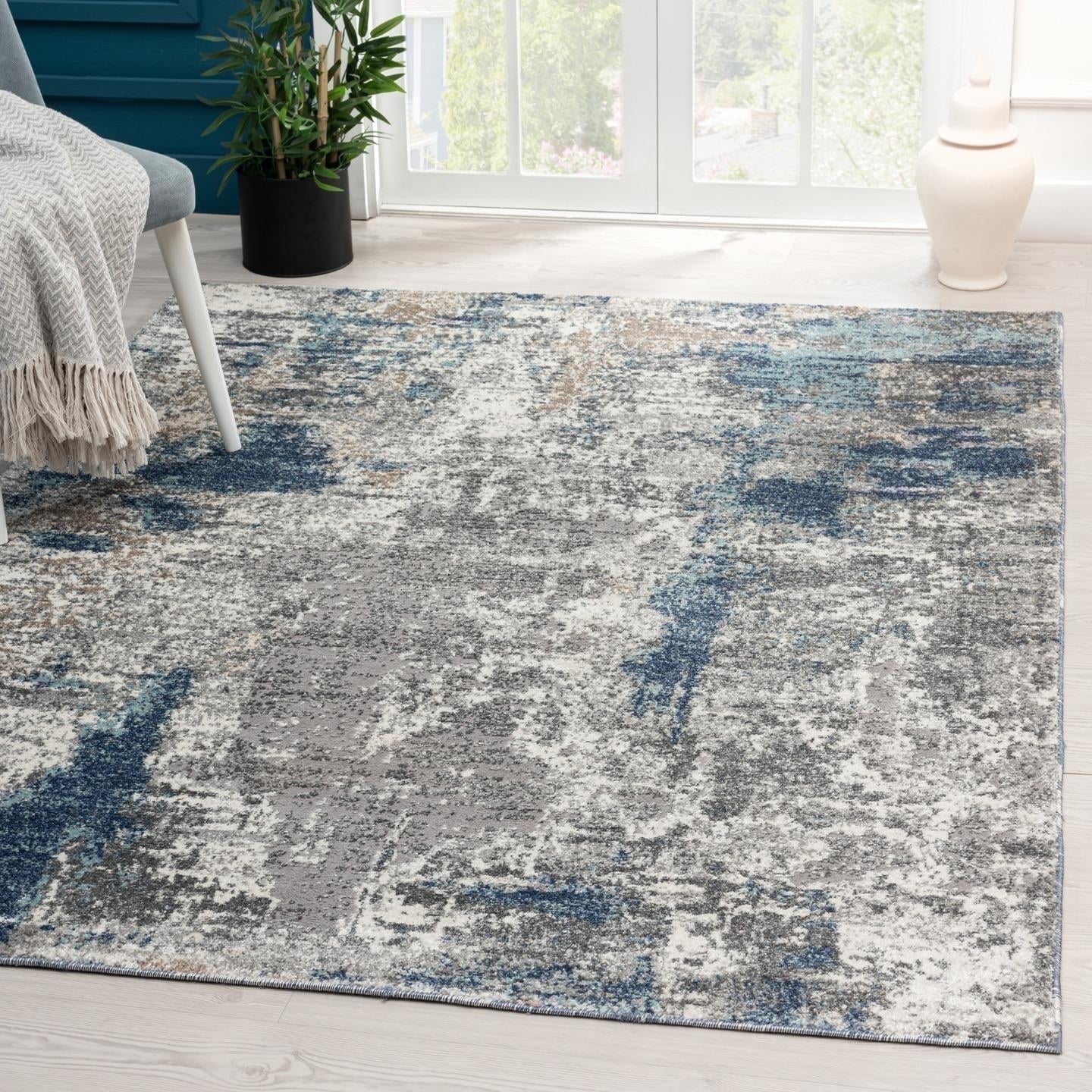 Luxe Weavers Modern Abstract Blue 9x12 Area Rug, Living Room Carpet ...