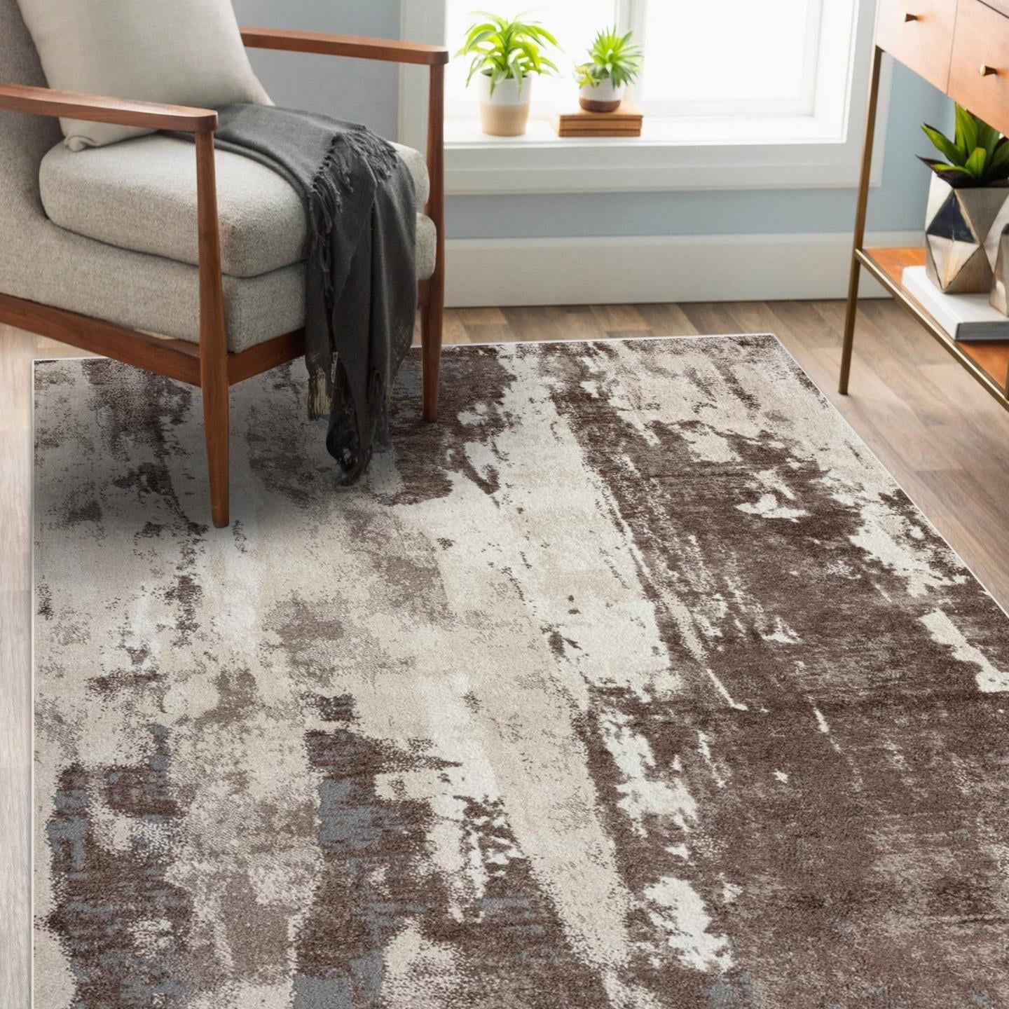 Luxe Weavers Modern Abstract Brown 2x3 Area Rug, Stain Resistant Carpet ...