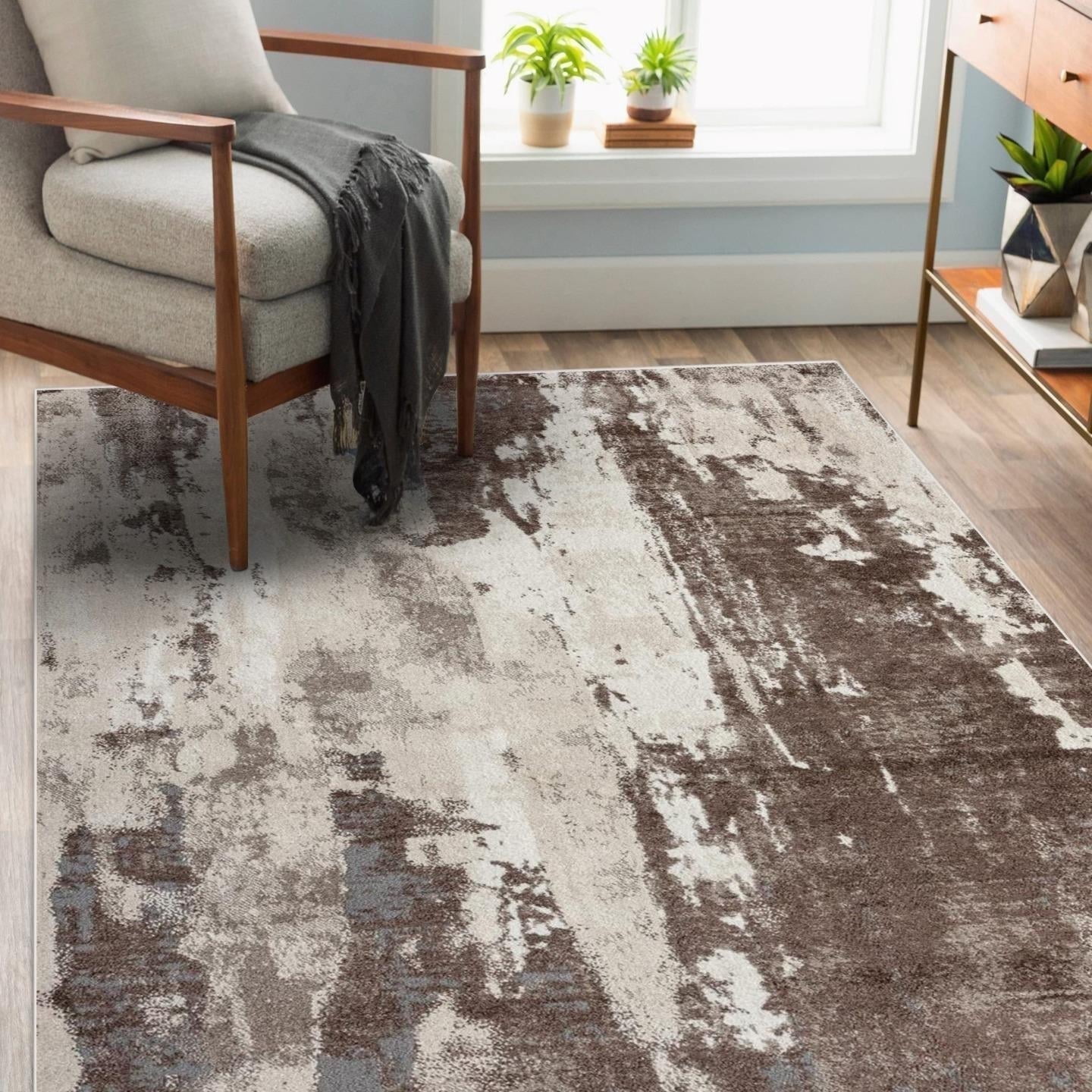 Luxe Weavers Abstract Brown Area Rug, 9x12, Modern Indoor Carpet, Soft ...