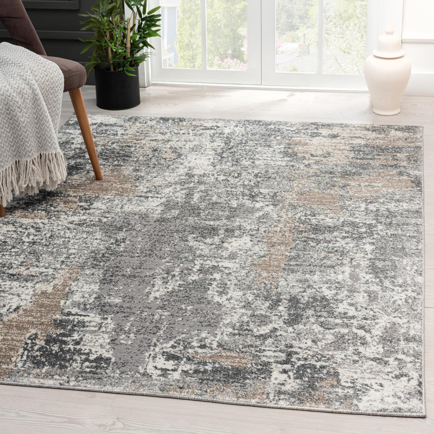 Luxe Weavers Modern Abstract Gray 4x5 Area Rug, Living Room Carpet ...