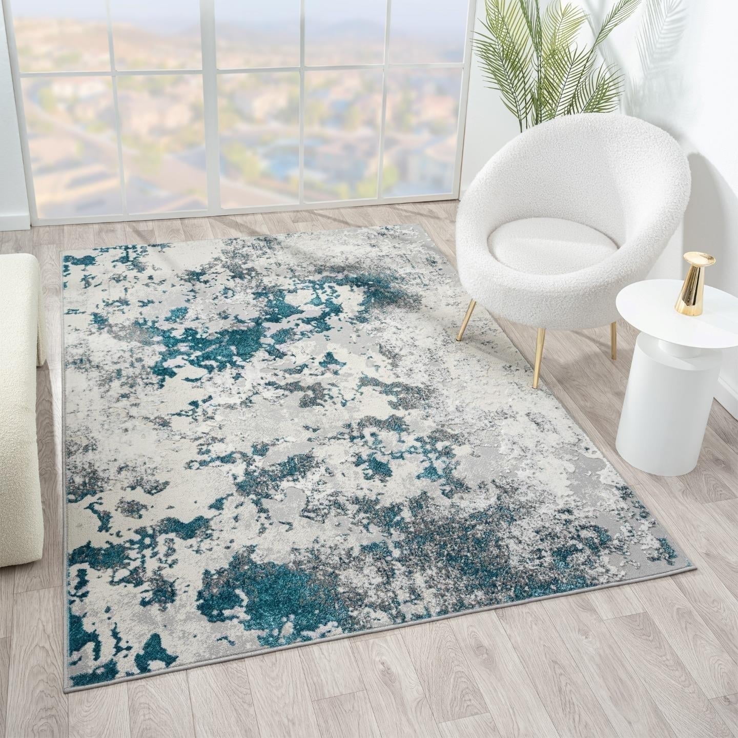 Luxe Weavers Modern Abstract High Low Texture, Turquoise 8x10 Area Rug ...