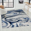 Luxe Weavers Modern Abstract Marble Swirl Blue 8x10 Area Rug Living ...