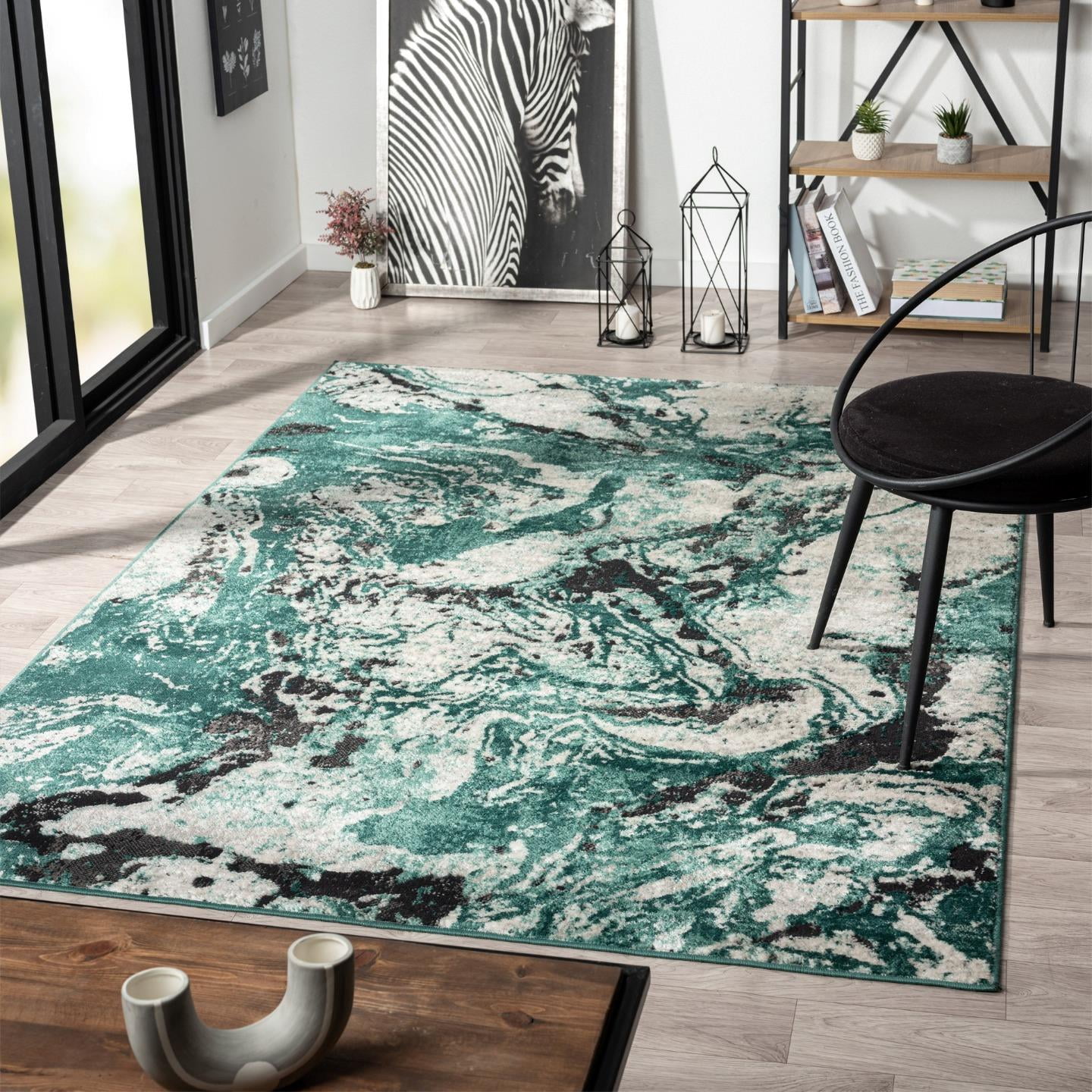 Luxe Weavers Modern Abstract Marble Swirl Green 8x10 Area Rug, Indoor ...