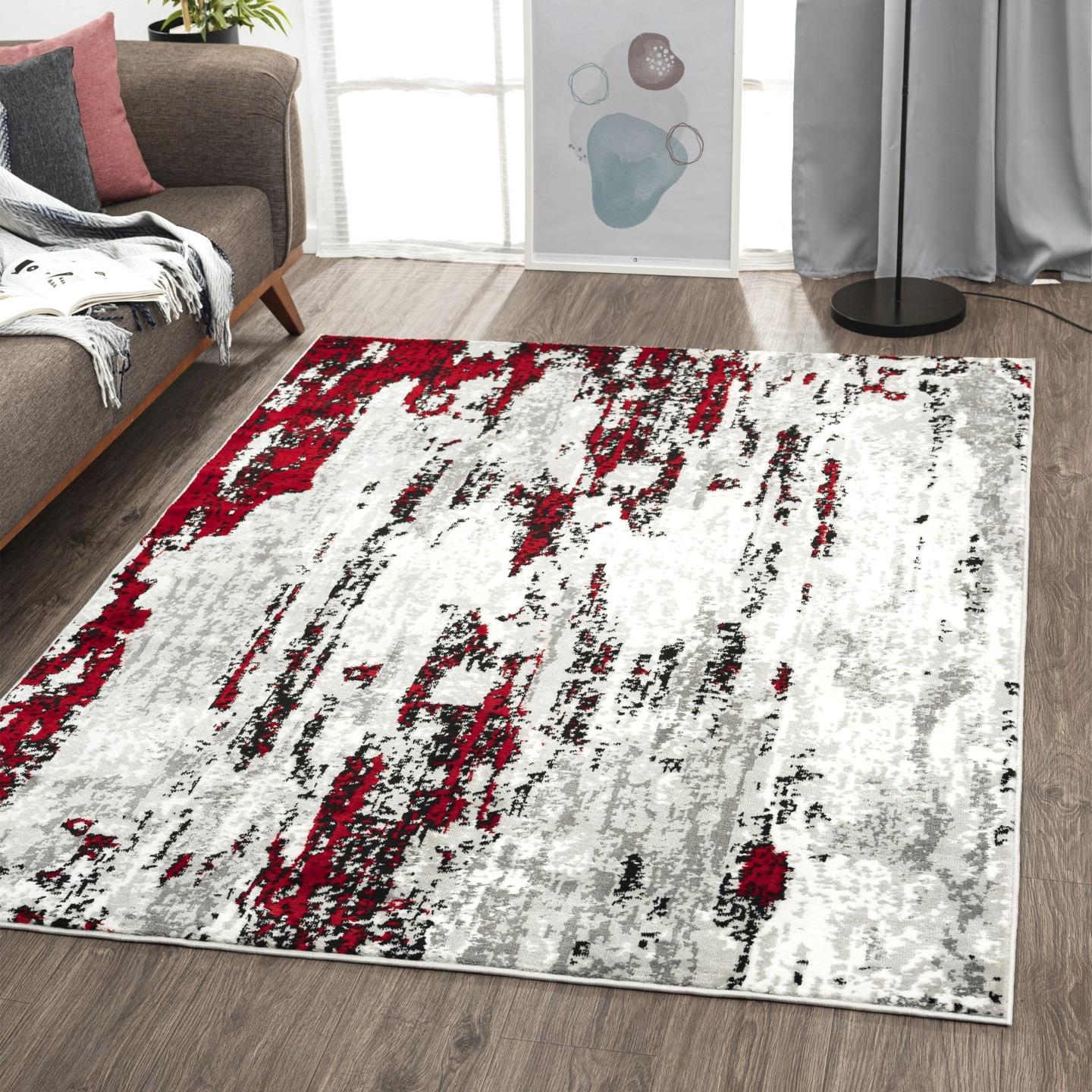 Modern Yazd 3.3X5.3 1770-310 Red Rectangle Rug - Walmart.com