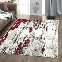 Luxe Weavers Abstract Brushstrokes Area Rug Red 8x10, Soft Accent ...