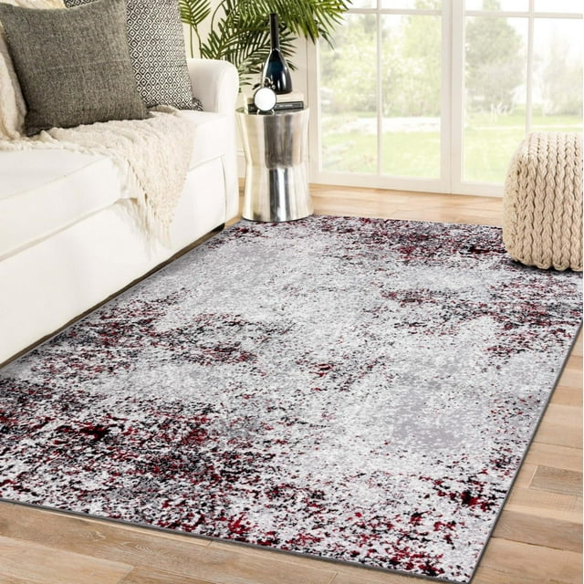 Luxe Weavers Modern Abstract Red 8x10 Area Rug for Living Room ...