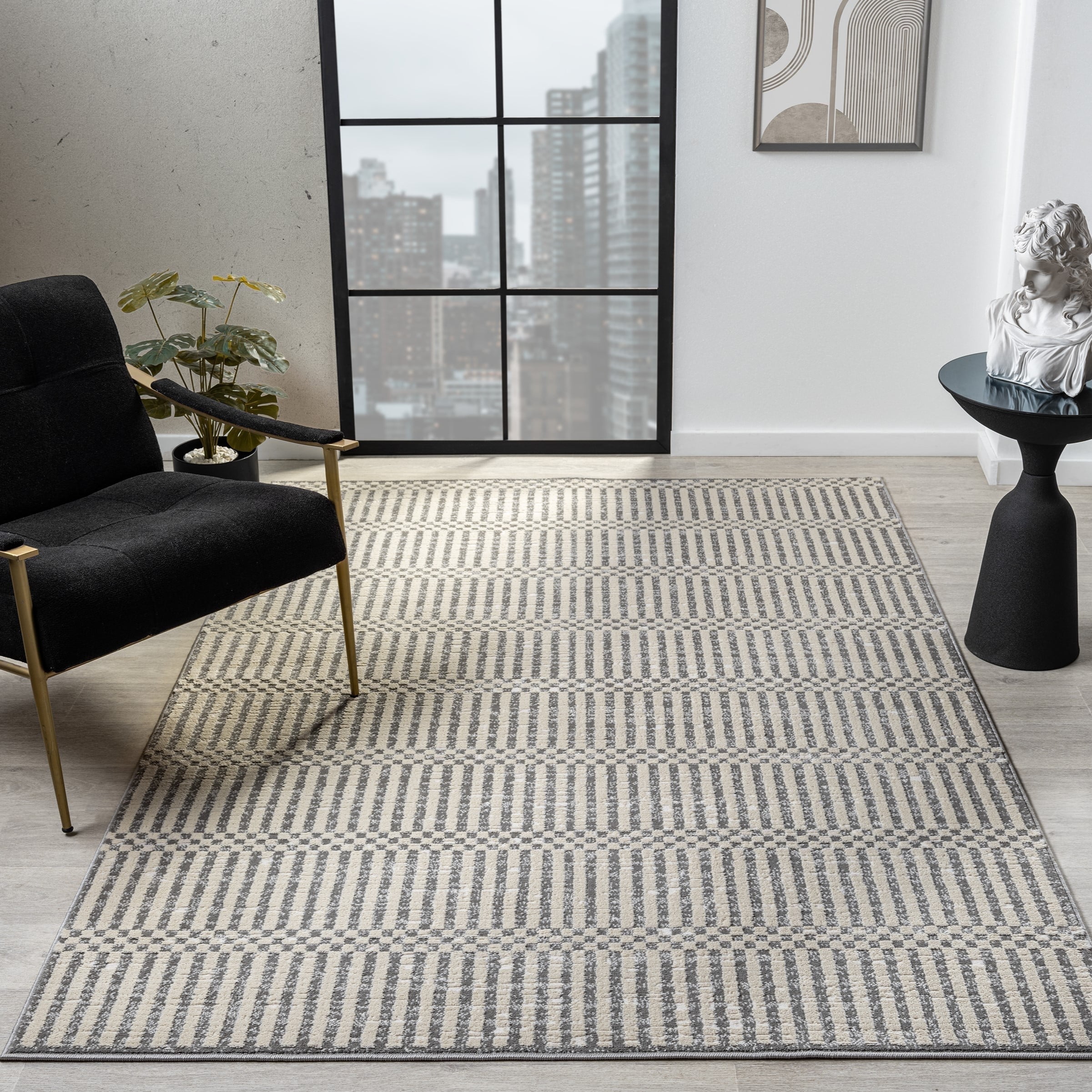 Luxe Weavers Modern Checkered Geometric Charcoal 8x10 Area Rug, Indoor ...