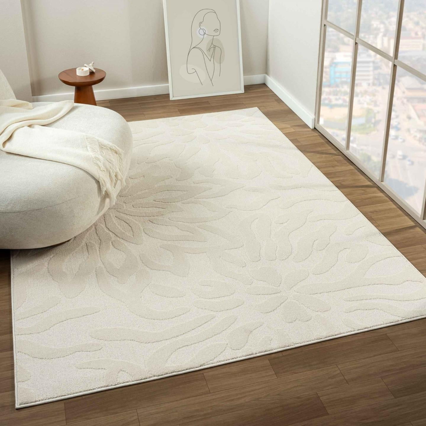 Luxe Weavers Modern Floral Print Cream 5x7 Area Rug - Walmart.com