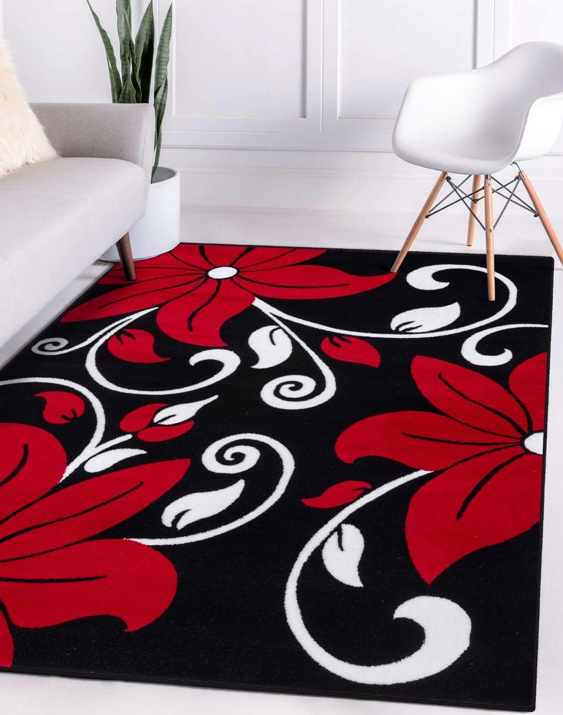 Luxe Weavers Modern Floral Red 5x7 Area Rug for Living Rooms - Walmart.com