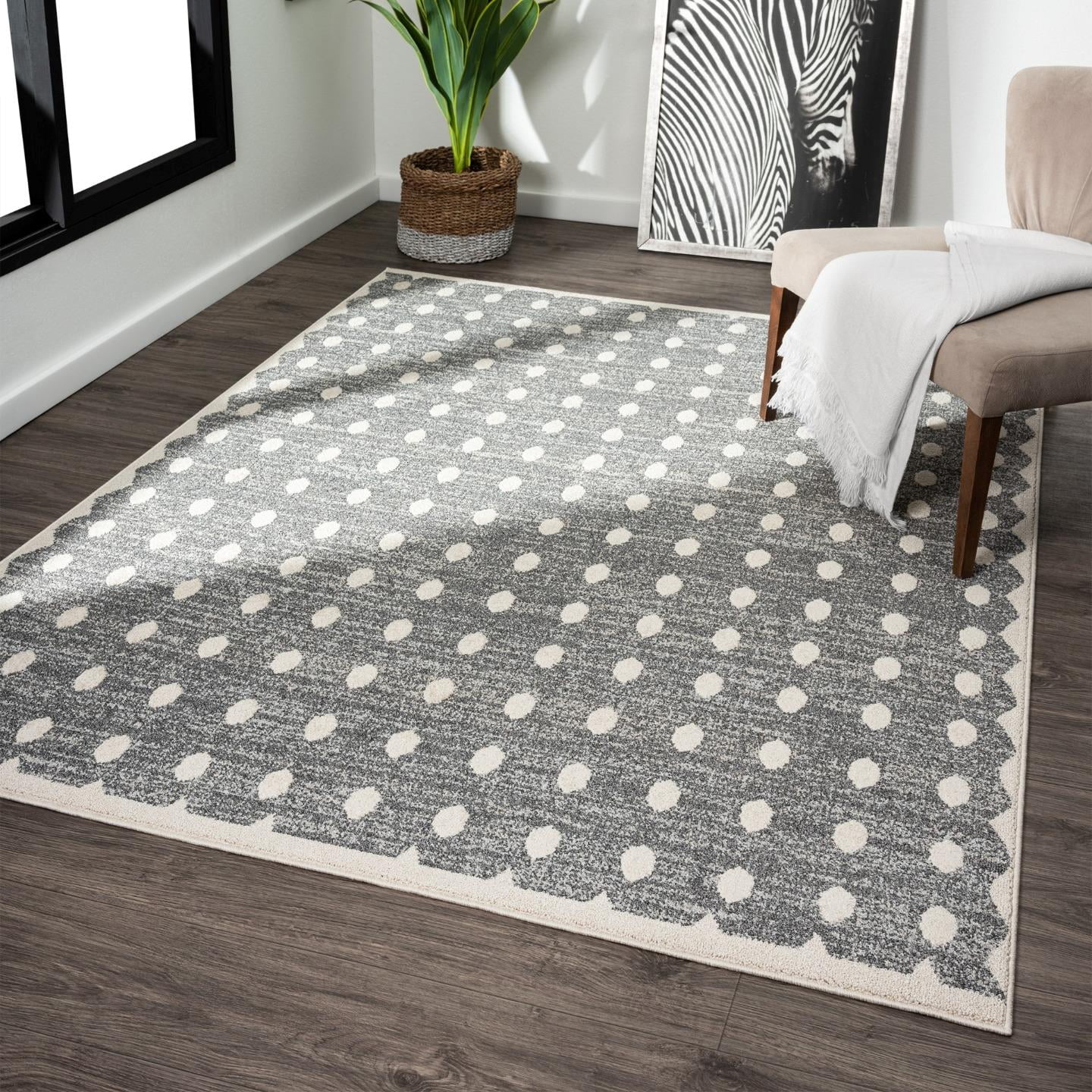 Luxe Weavers Modern Geometric Dots Anthracite Rug, 5x7 Area Carpet ...