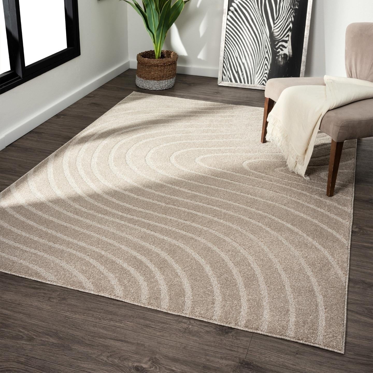 Luxe Weavers 5x7 Area Rug, Modern Geometric Wave Design, Stain & Dirt ...