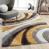 Luxe Weavers Modern Shag Geometric Yellow 5x7 Area Rug, Indoor Carpet ...